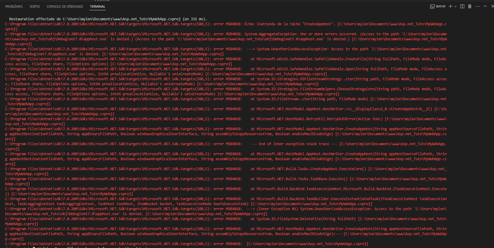 Msb4018 Error In Aspnet Tutorial Hello World · Issue 8206 · Dotnetcore · Github 