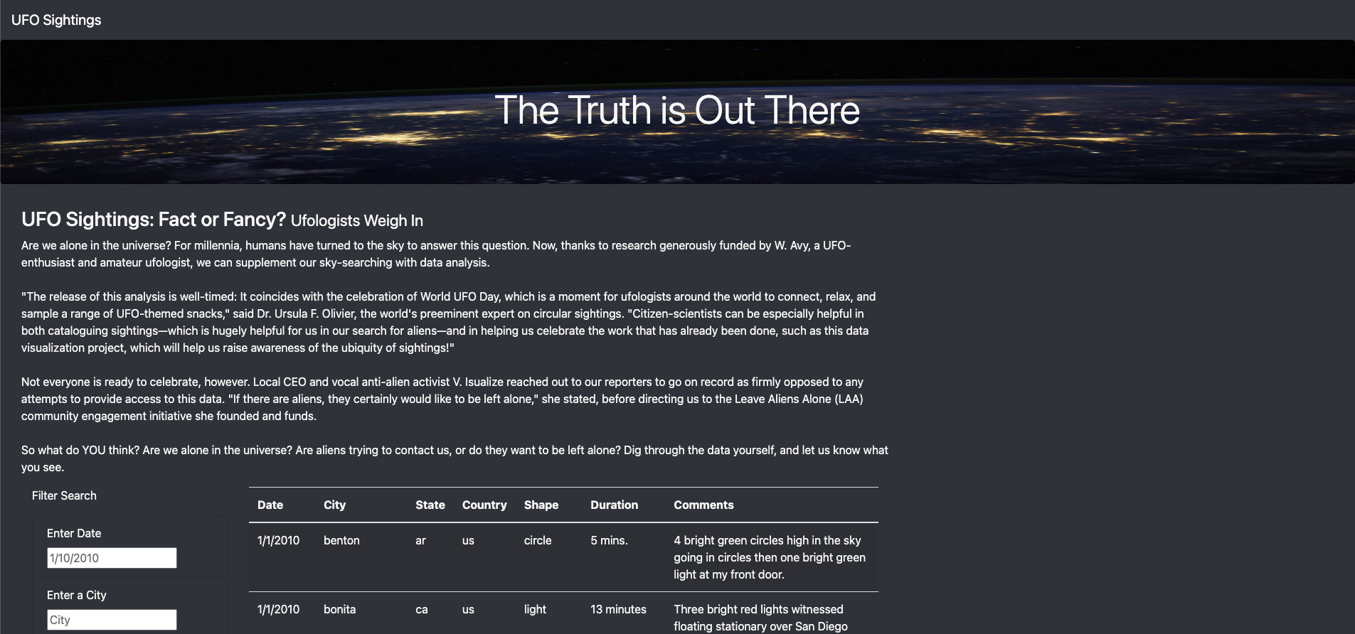 GitHub - tonydefor/UFOs