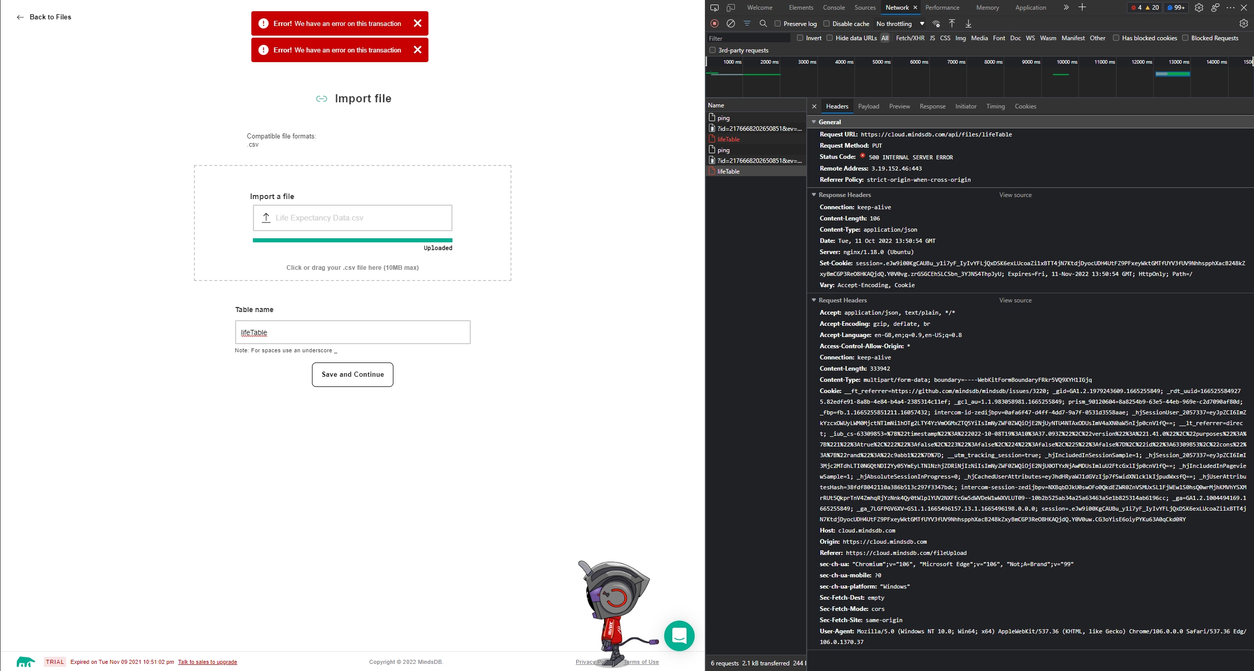 [Bug]: Dataset Life Expectancy not working with MindsDb Cloud · Issue #3312 · mindsdb/mindsdb ...
