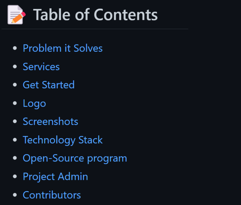 Add 'Table of Contents' in documentation · Issue #10 · Susmita-Dey ...