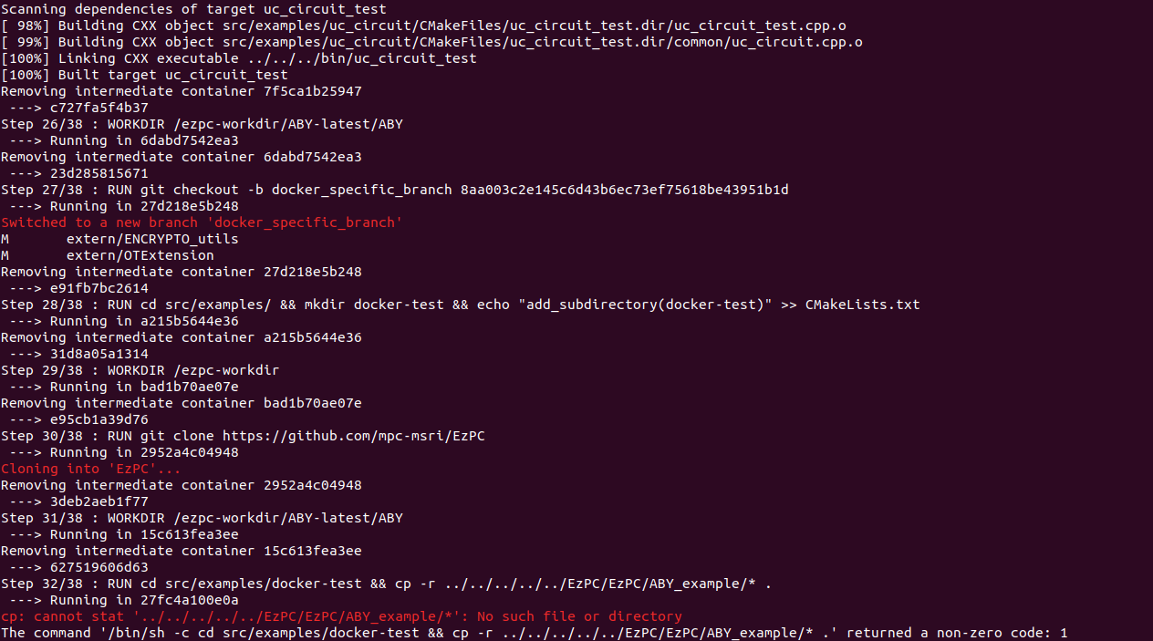 Running Docker for EzPC ends at step 32/38 · Issue #15 · mpc-msri/EzPC · GitHub