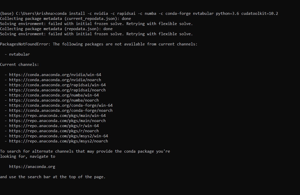 Installation Nvtabular Using Conda On Windows 64 Issue 318 NVIDIA installation-nvtabular-using-conda-on-windows-64-issue-318-nvidia