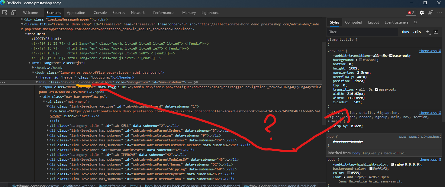 [BO] - Navbar menu - missing css · Issue #23576 · PrestaShop/PrestaShop · GitHub