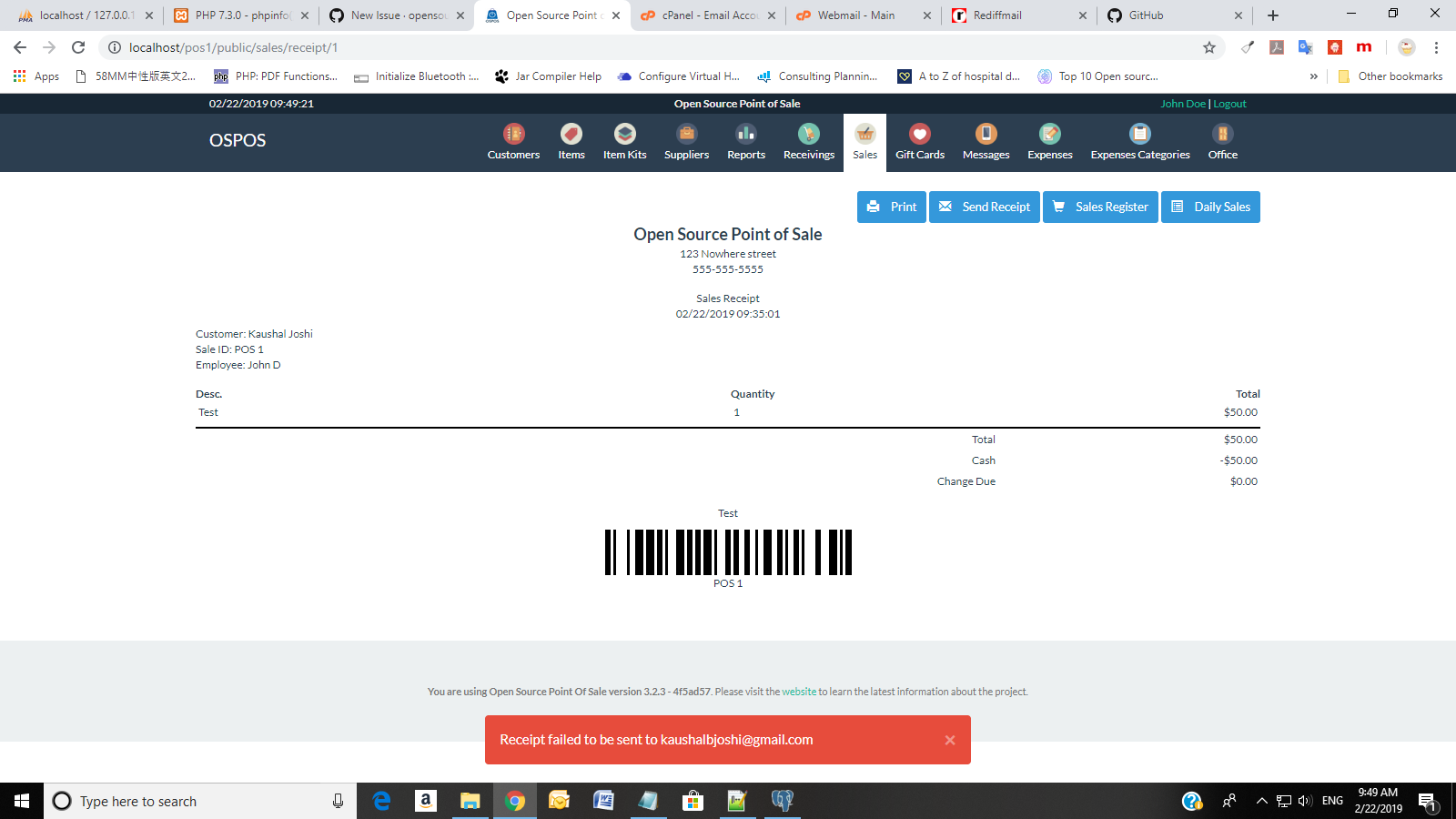 OSPOS SMTP Configuration Not Working In Xampp Issue 2374 