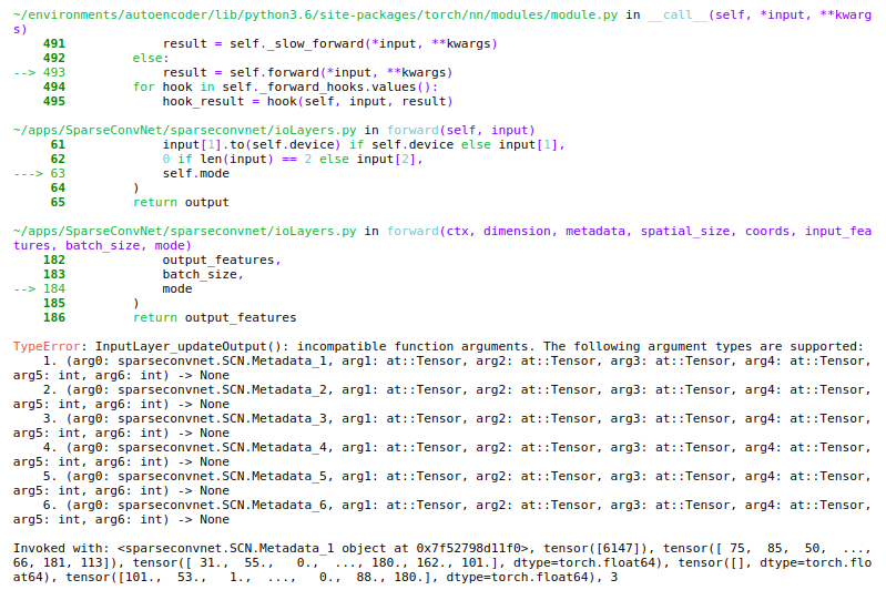 InputLayer TypeError · Issue #111 · facebookresearch/SparseConvNet · GitHub