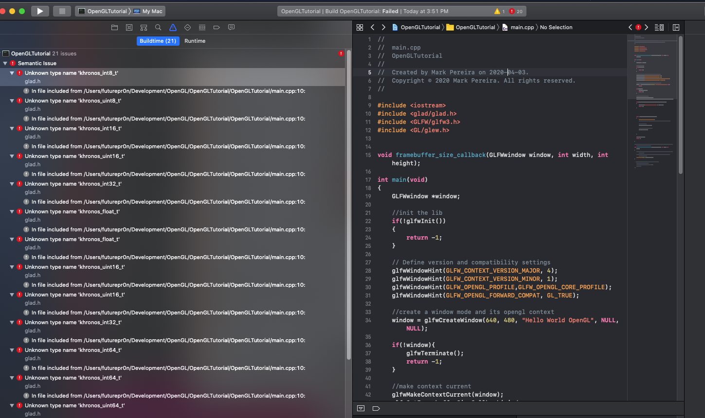 Trying to install glad for use in Xcode for Mac/osx, not recognizing · Issue #261 · Dav1dde/glad ...