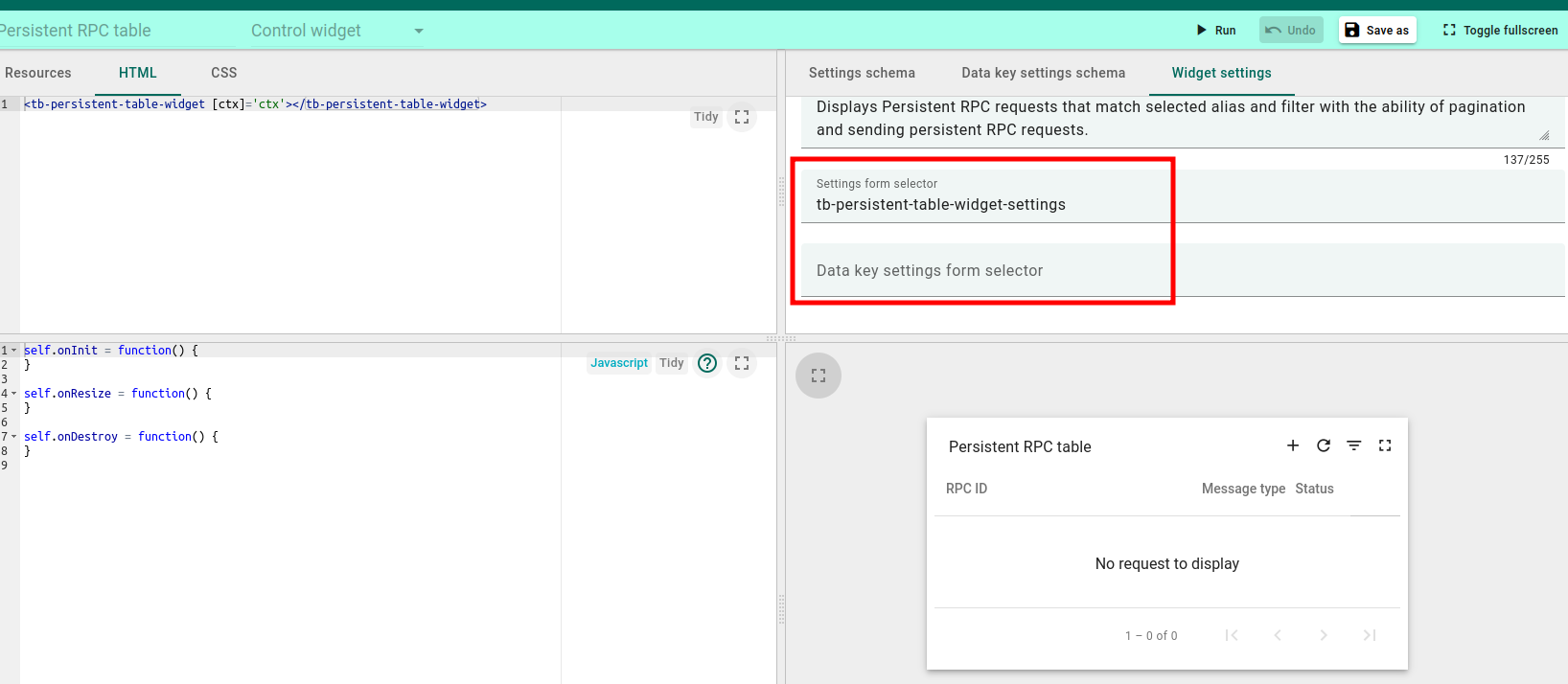 [Bug] Changes in "Settings schema" do not affect the "Advanced" section of the widget · Issue ...