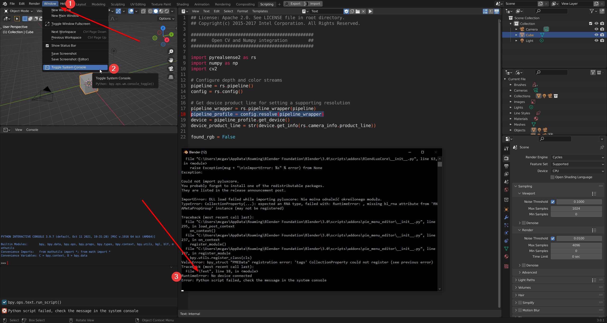 "No device connected" in Blender 2.93.5 (python 3.9.2) · Issue #10289 ...