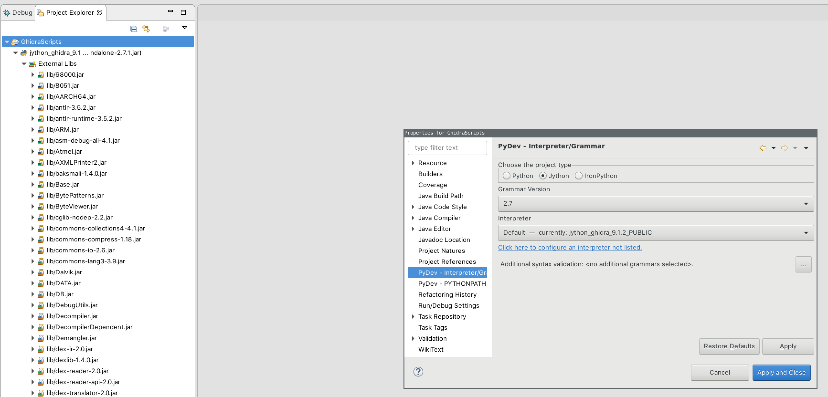 GhidraDev cannot set eclipse.pysrc.dir property when PyDev is installed in dropins folder ...