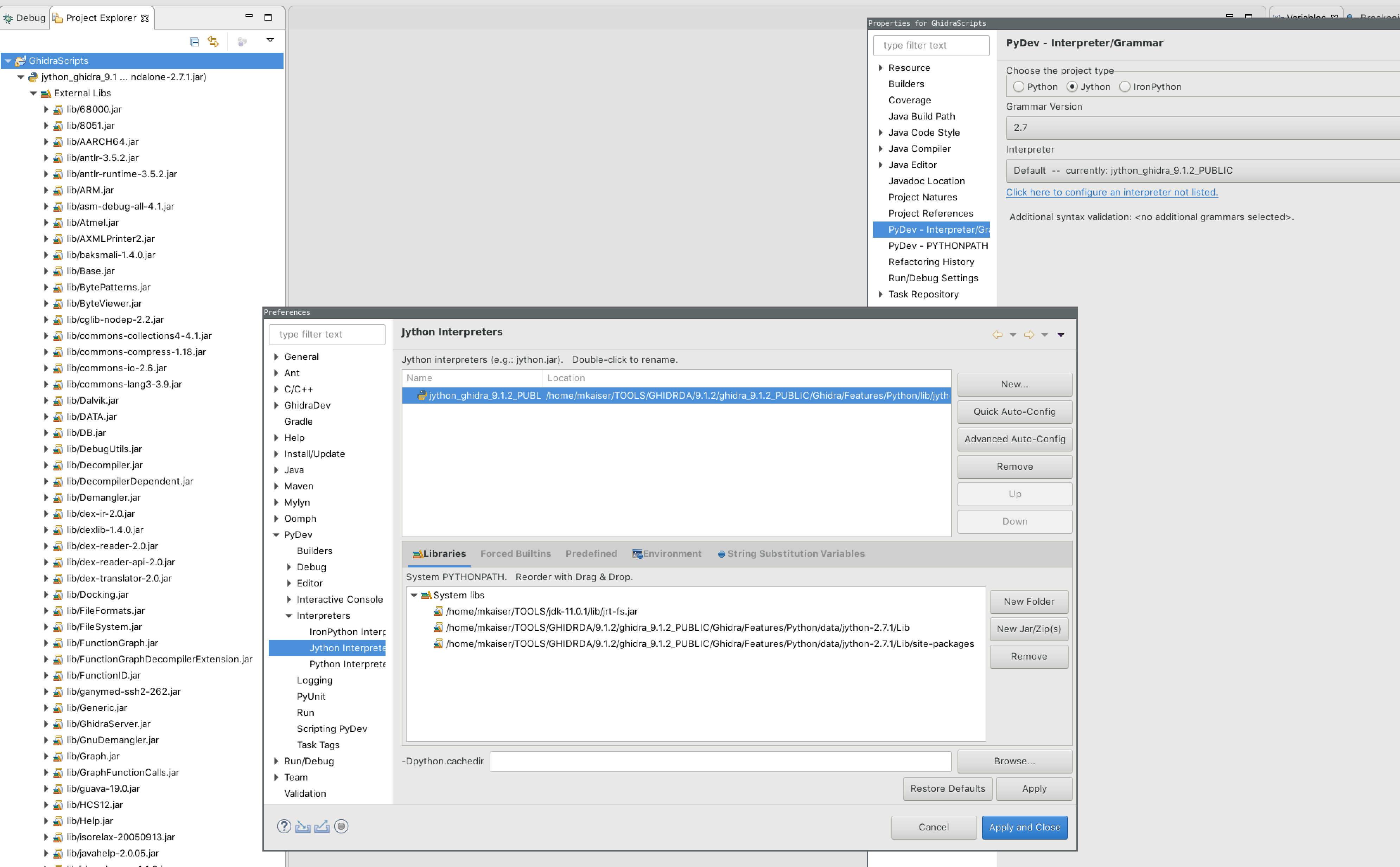 GhidraDev cannot set eclipse.pysrc.dir property when PyDev is installed in dropins folder ...