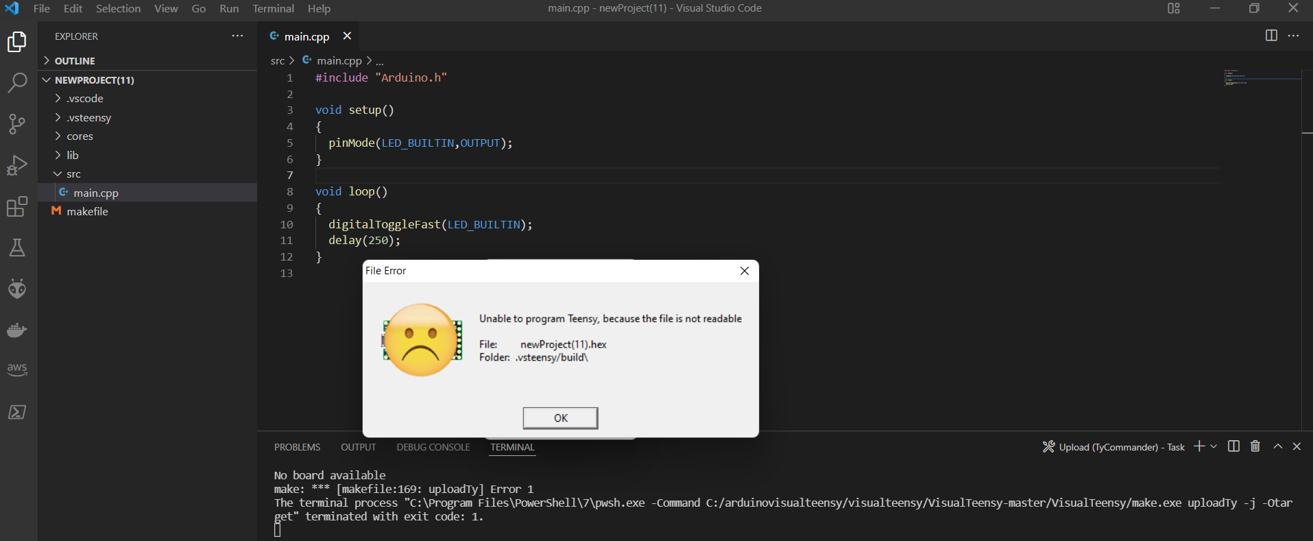 Error uploading with tyCommander · Issue #70 · luni64/VisualTeensy · GitHub
