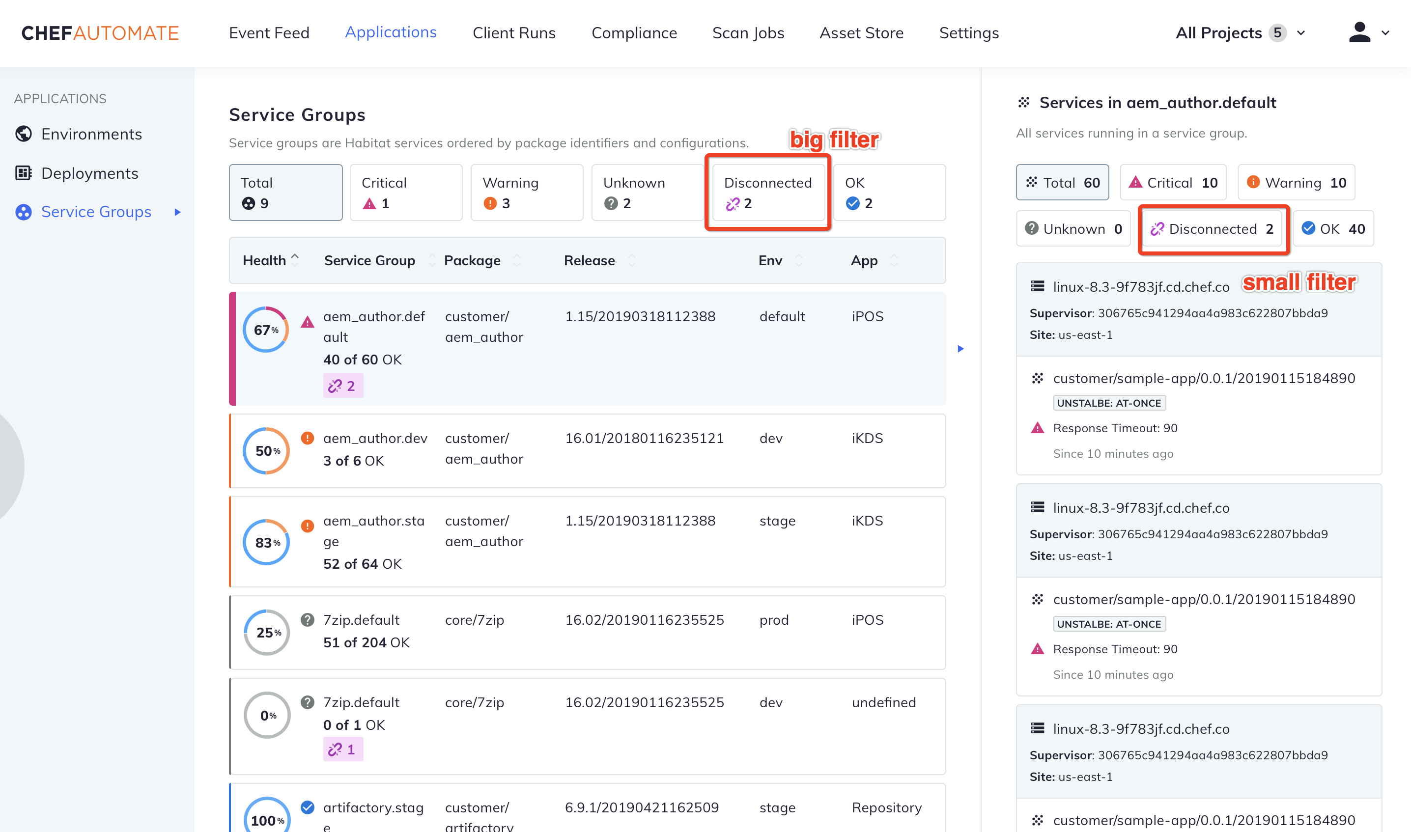 Add Filter Buttons for Disconnected Services in the Applications View ...