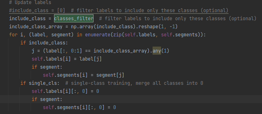 yolov5 cancel the classes_filter? how to train some classes rather than all classes · Issue ...