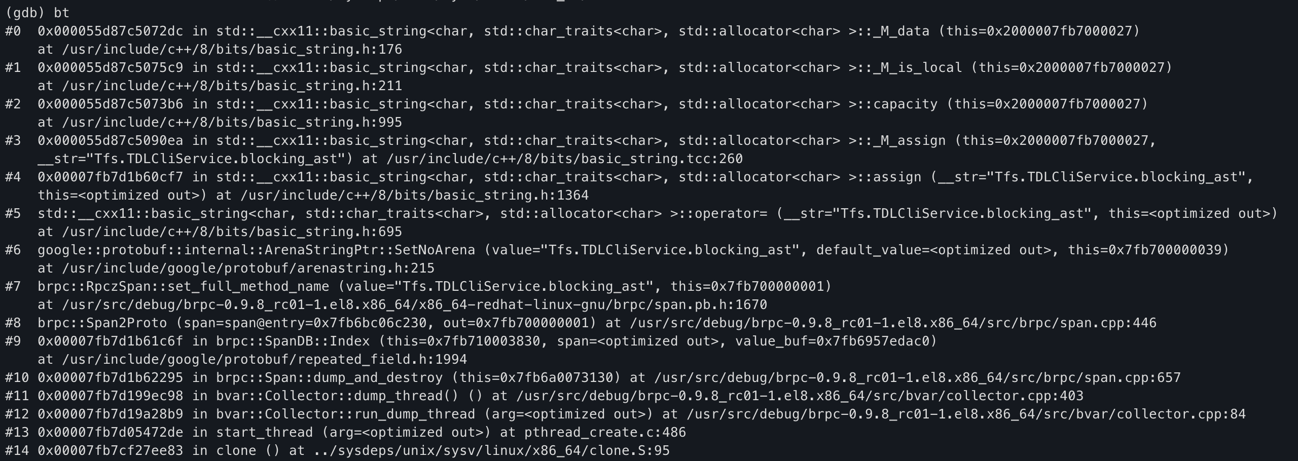 bvar::Collector::run_dump_thread coredump · Issue #1318 · apache/brpc · GitHub