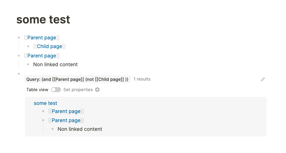 `(not [[child page]])` query does not properly filter blocks · Issue #6100 · logseq/logseq · GitHub