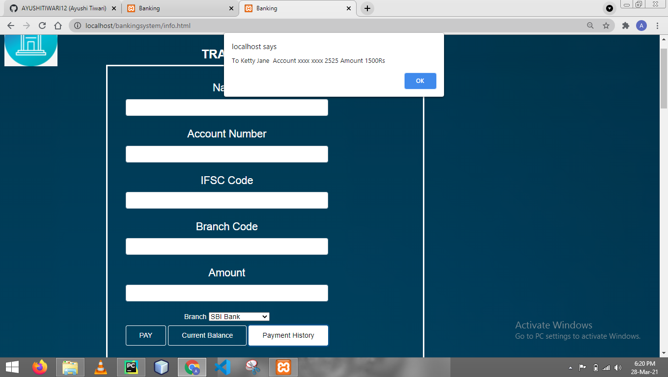 GitHub - AYUSHITIWARI12/Banking-system: Net-Banking (PHP,JS,HTML,CSS ...