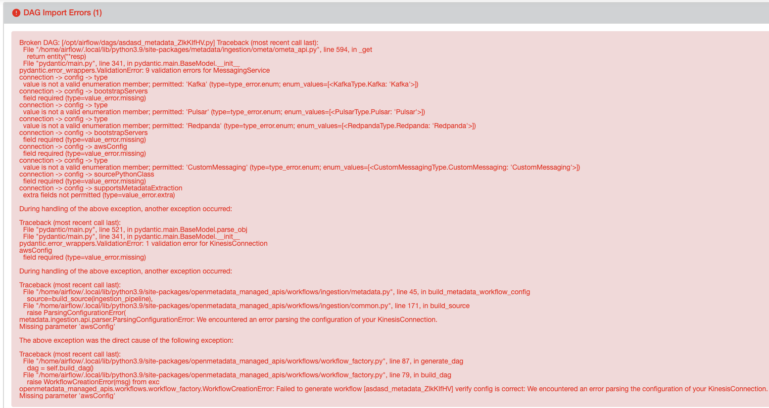 Unable To Set Aws Config For Kinesis Connector · Issue 9029 · Open Metadata Openmetadata · Github