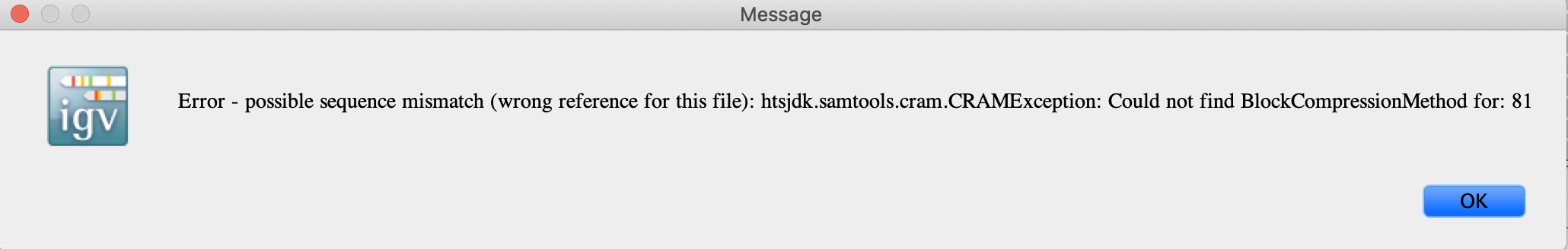 Bug: Could not find BlockCompressionMethod · Issue #884 · igvteam/igv · GitHub