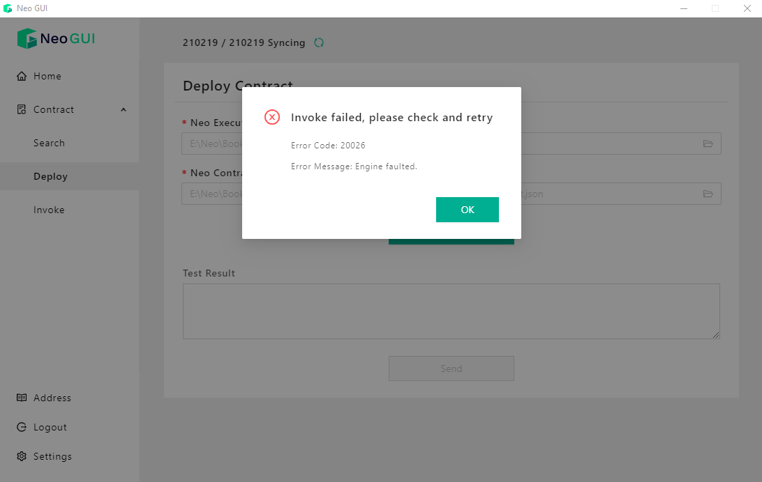 Error 20026 - Engine Faulted · Issue #63 · neo-ngd/Neo3-GUI · GitHub