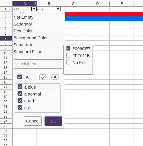 Autofilter on bg, fg color impossible to activate · Issue #5020 ...