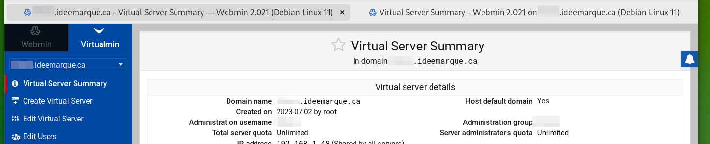 When opening a server's configuration feature page in a new browser tab, the sidebar UI is ...