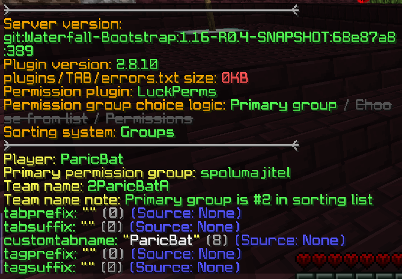 LuckPerms prefixes not showing if TAB is installed on Waterfall · Issue #264 · NEZNAMY/TAB · GitHub