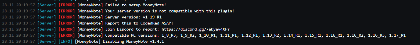 incompatibility · Issue #7 · CodedRed-Spigot/MoneyNote · GitHub