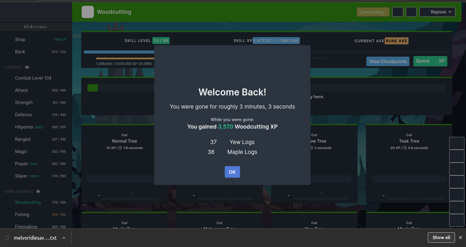 [Bug]: Melvor freezes when you load a save · Issue #1877 · MelvorIdle/melvoridle.github.io · GitHub