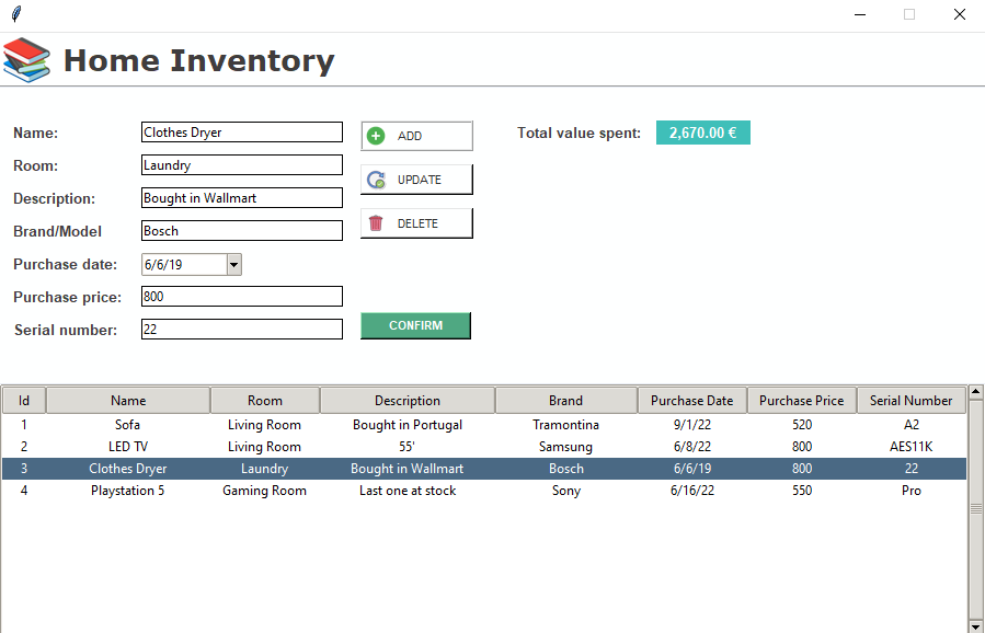 GitHub - ruijramos/Home-Inventory: Simple software application to ...