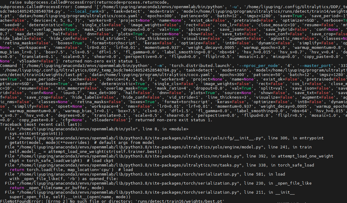 detect task ddp run is failed · Issue #1126 · ultralytics/ultralytics · GitHub