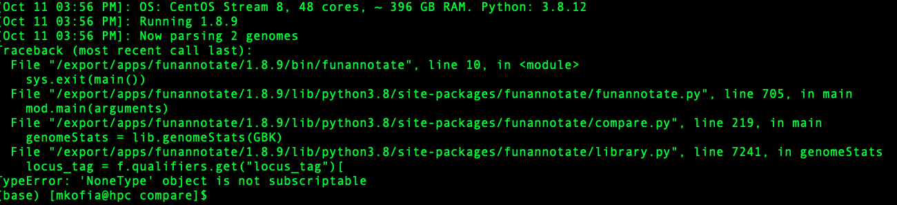 Funannotate Compare Command Error · Issue 806 · Nextgenusfsfunannotate · Github 