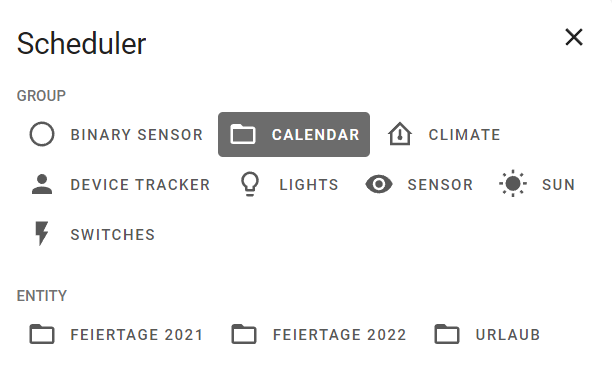 support for "calendar" sensor as condition · Issue #141 · nielsfaber/scheduler-component · GitHub