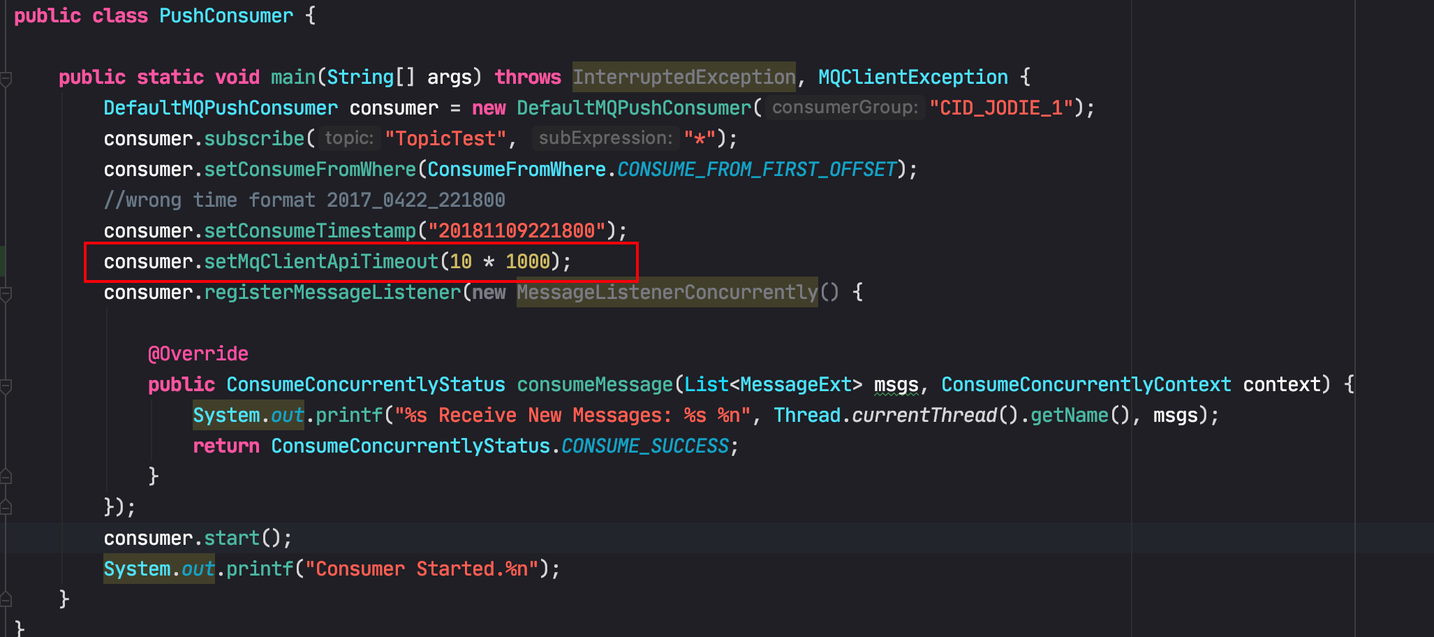 mqClientApiTimeout didn't take effect when set · Issue #3430 · apache/rocketmq · GitHub