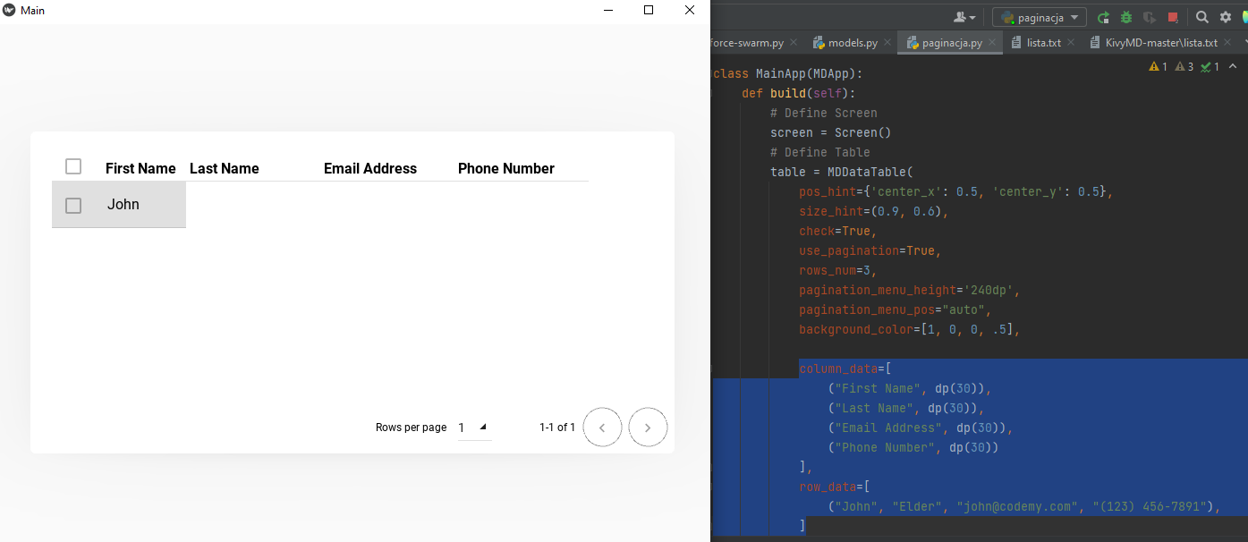 MDDataTable - Single Item Issue · Issue #1154 · kivymd/KivyMD · GitHub