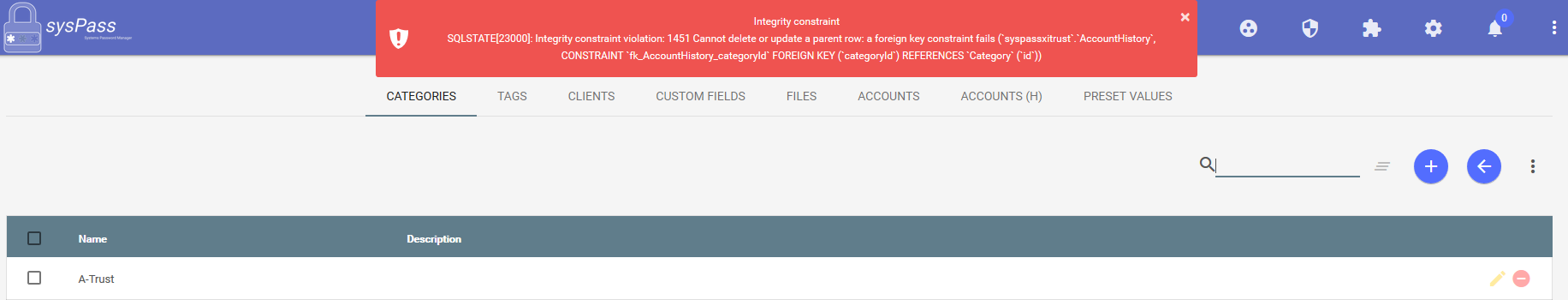 Cannot delete Categorie · Issue #1266 · nuxsmin/sysPass · GitHub