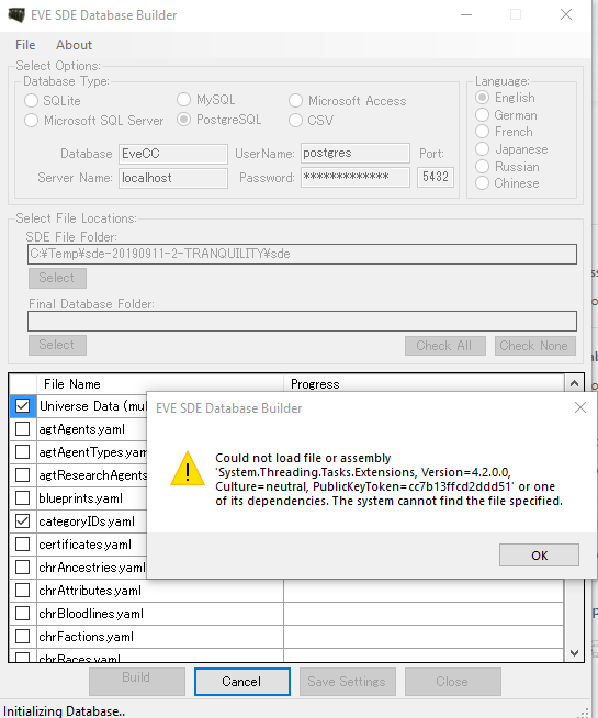 Could Not Load File Or Assembly Systemthreading · Issue 9 · Eveipheve Sde Database Builder