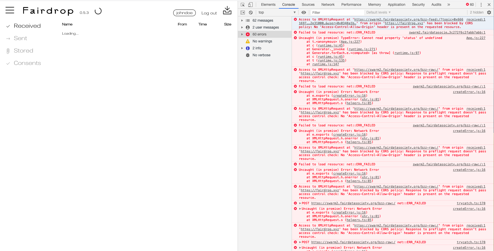 Fairdrop doesn't work - (XMLHttpRequest has been blocked?) · Issue #253 · fairDataSociety ...