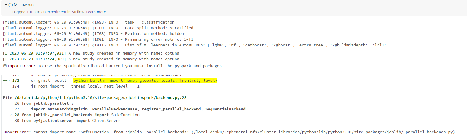 Parallel tuning with Spark is no longer possible if joblib isn't pinned to