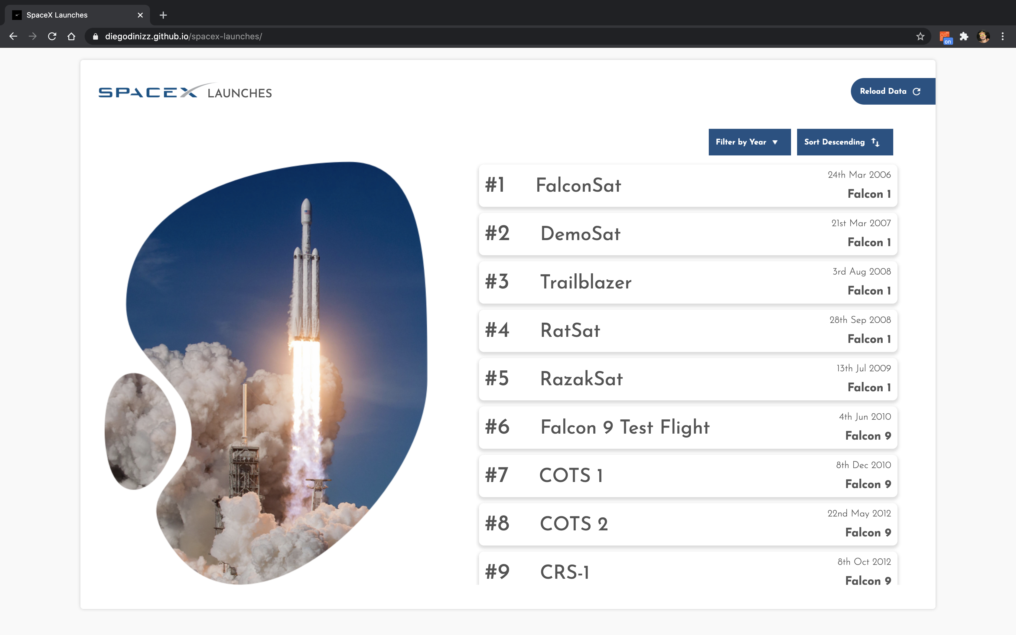 GitHub - diegodinizz/spacex-launches: The SpaceX Launches is an application built with React ...