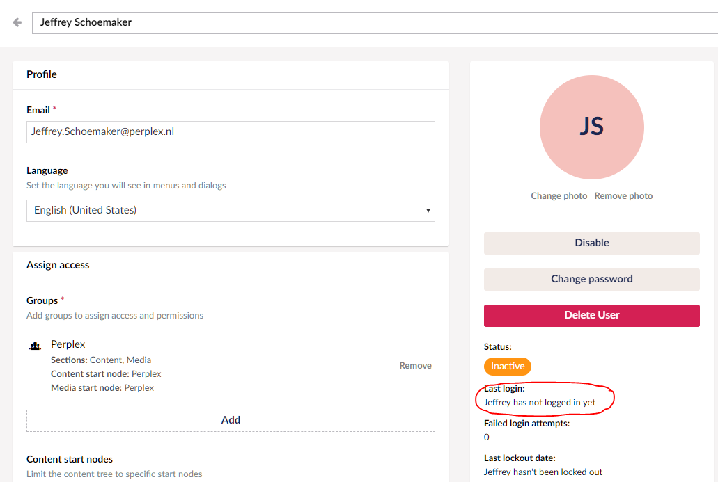 v8 Invited user keeps showing as "has not logged in yet" · Issue #5420 · umbraco/Umbraco-CMS ...