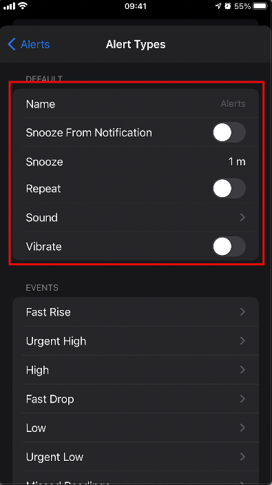 Default alerts settings changed by a user are disappear while scrolling ...