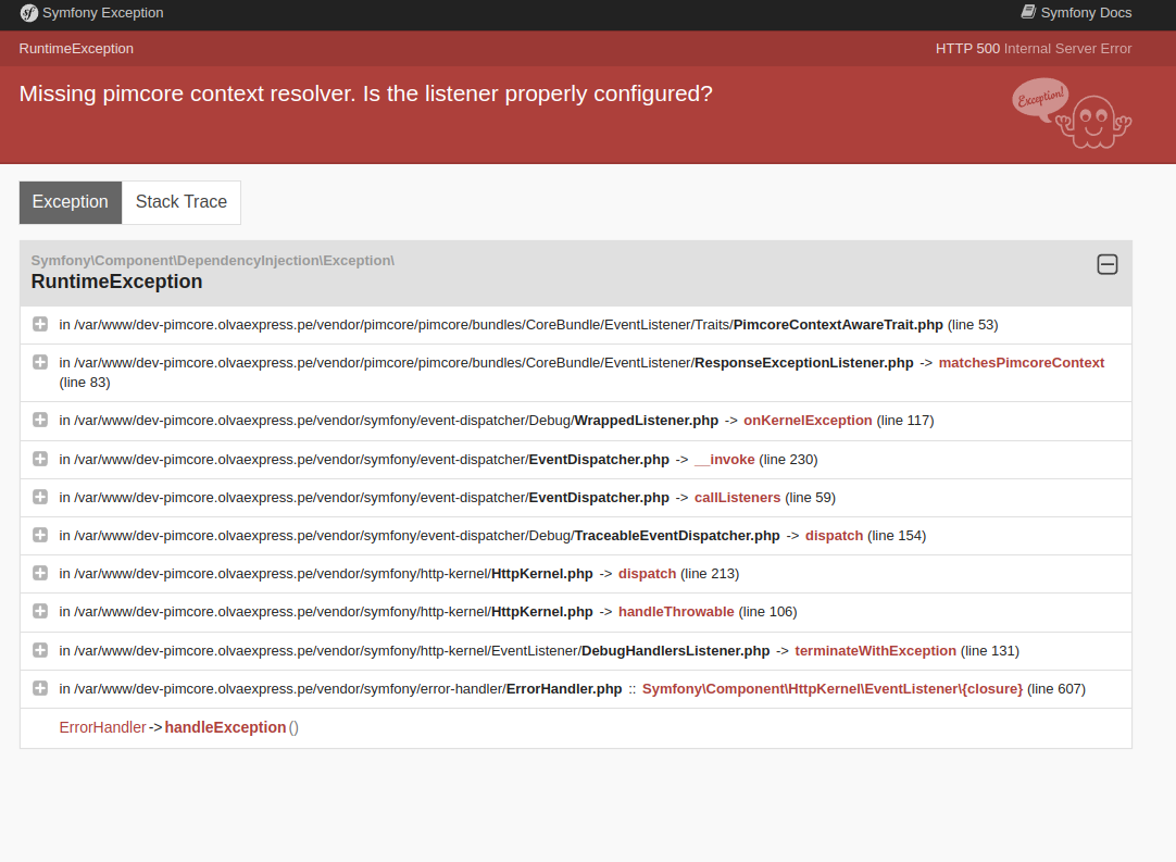 [bug] Missing Pimcore Context Resolver Is The Listener Properly Configured · Issue 12886
