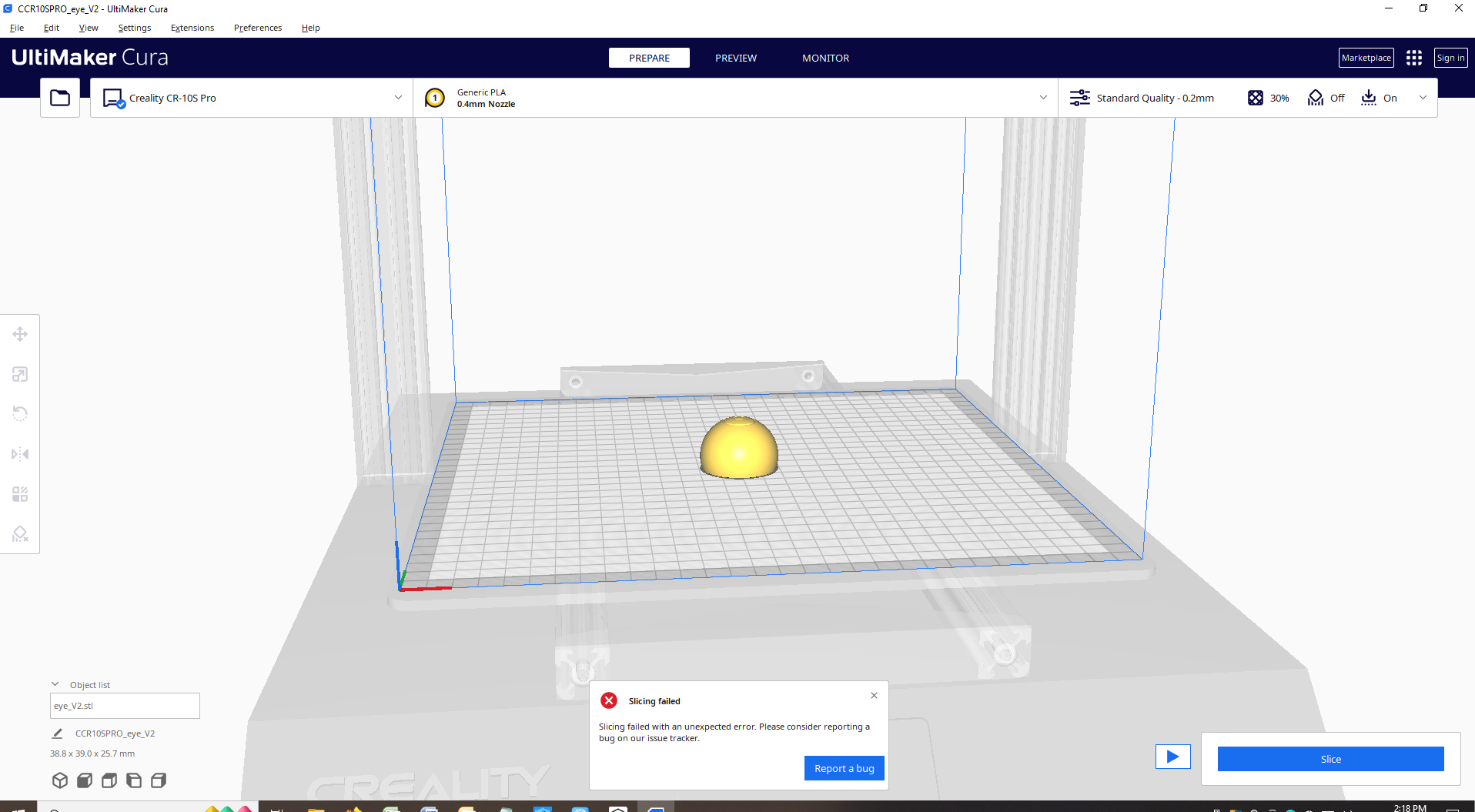 Slicing Failed · Issue 14817 · Ultimaker Cura · Github