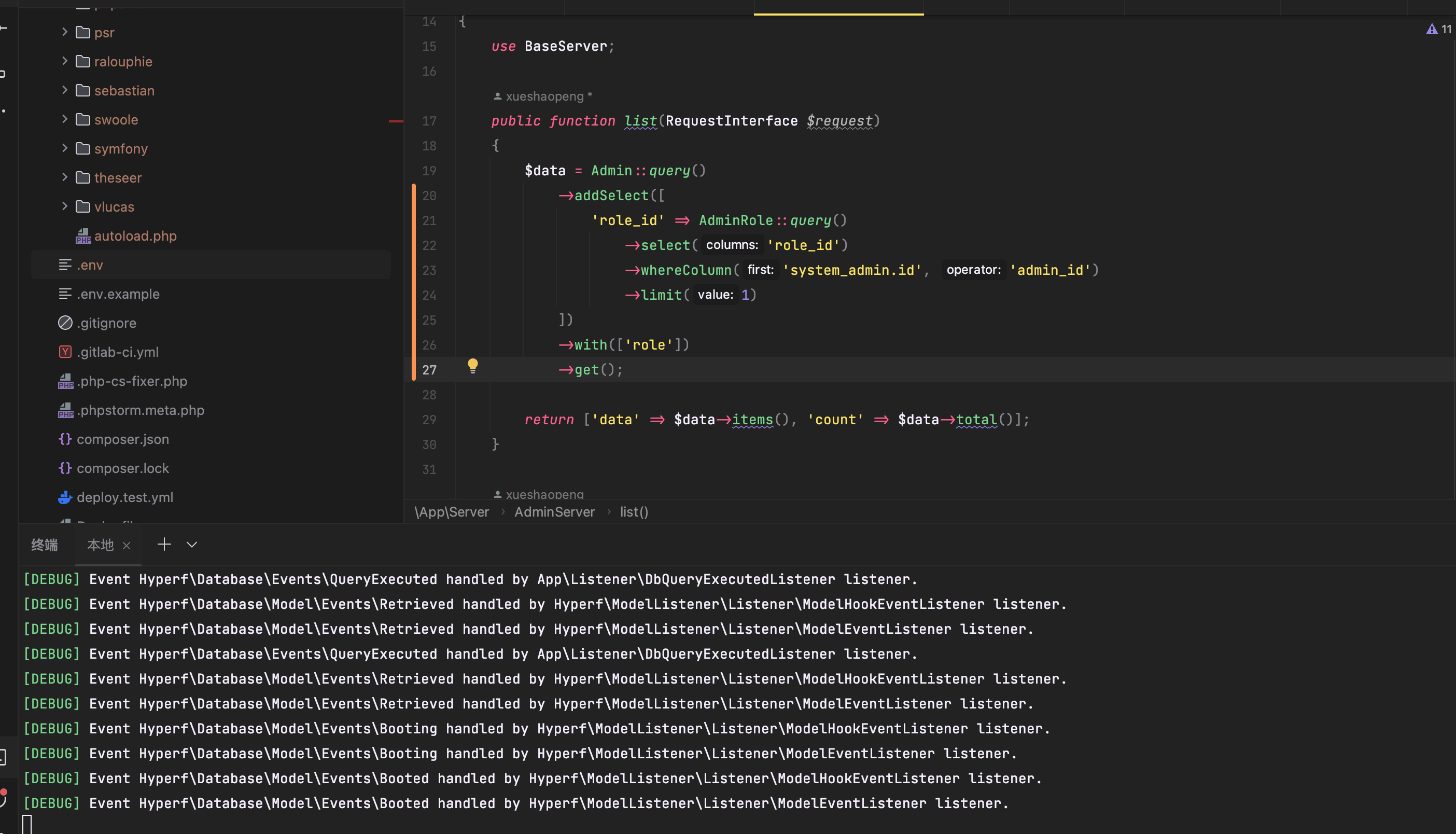 [BUG] hyperf 模型 addSelect 方法 报错问题 · Issue #5271 · hyperf/hyperf · GitHub