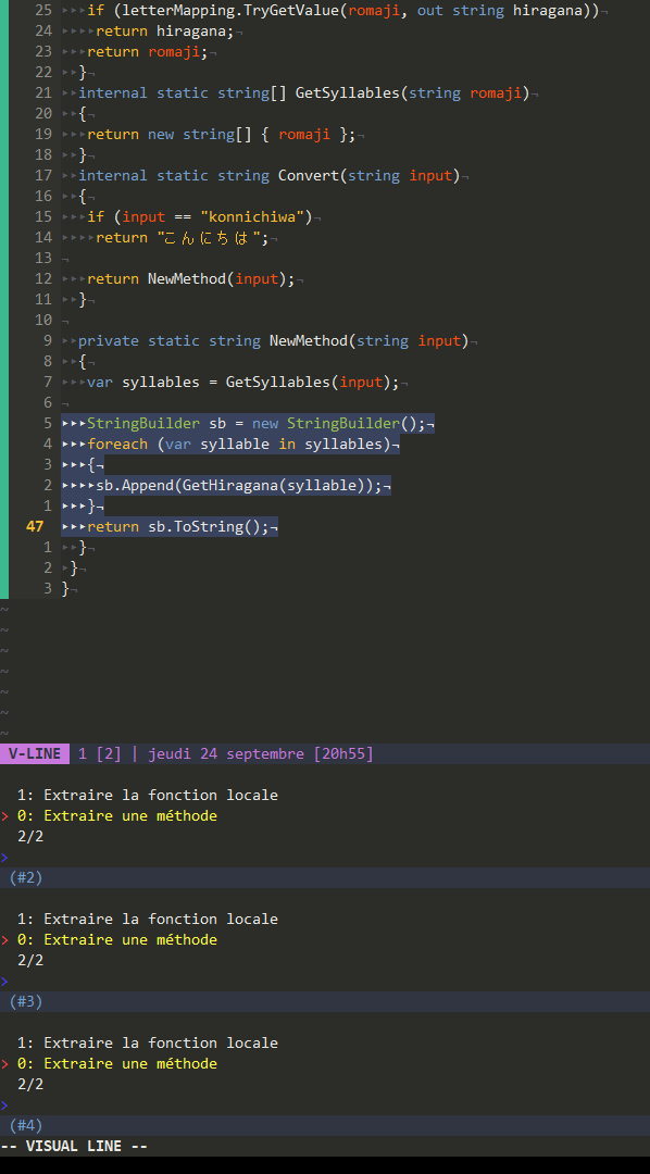 [Bug] Using fzf with GetCodeAction on a multi-line selection spawns multiple code action ...