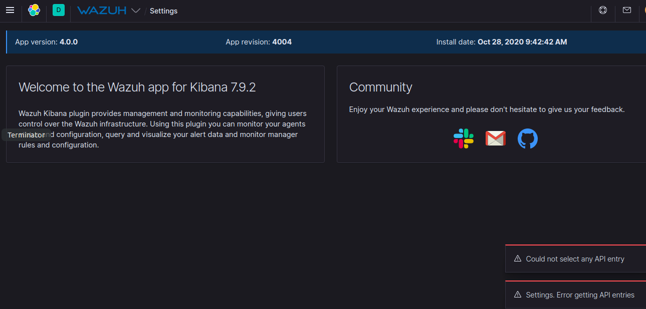 Wazuh Kibana 4 plugin api connection error · Issue #2571 · wazuh/wazuh-dashboard-plugins · GitHub
