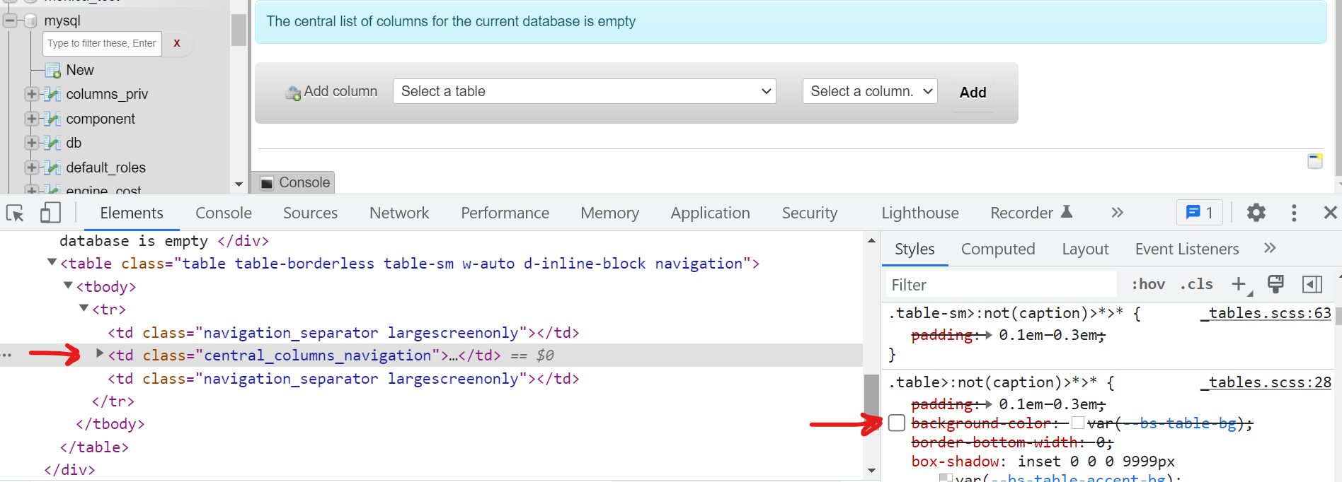 Wrong styles for add button from central columns on MariaDB · Issue #17772 · phpmyadmin ...