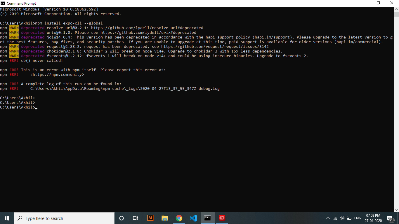 Can't install expo-cli · Discussion #590 · expo/expo-cli · GitHub