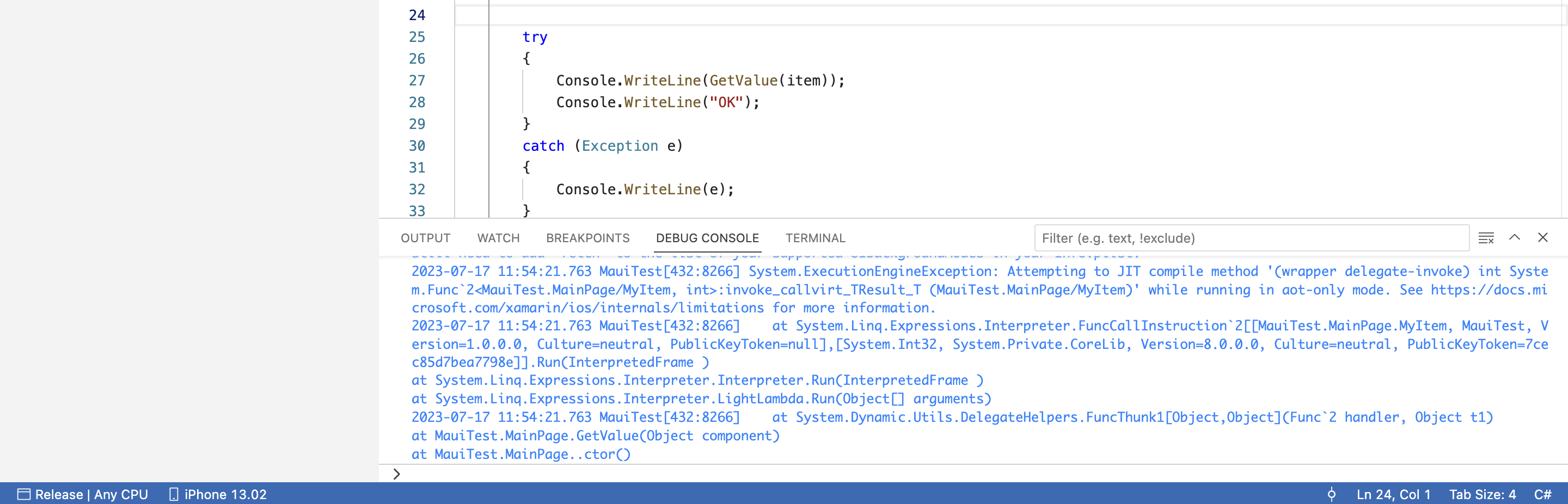Crash on using Expression.Compile() in a release mode (iOS). · Issue #69410 · dotnet/runtime ...