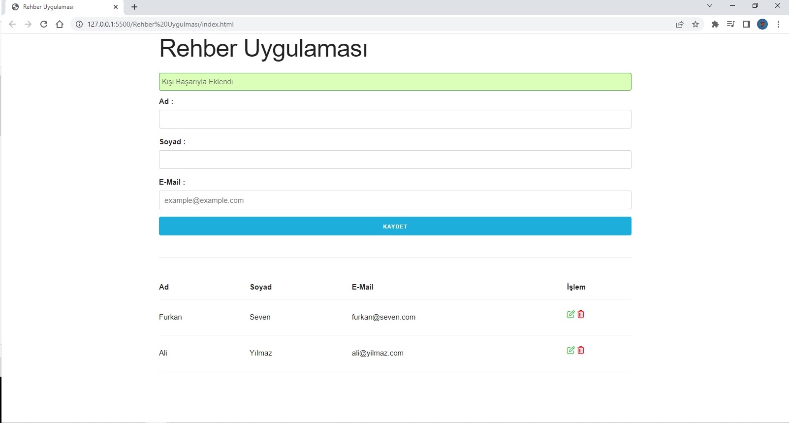 GitHub - furkanseven/Rehber-Kayit-Javascript: Kullanıcı arayüzüne hemde Localstorage temel ...